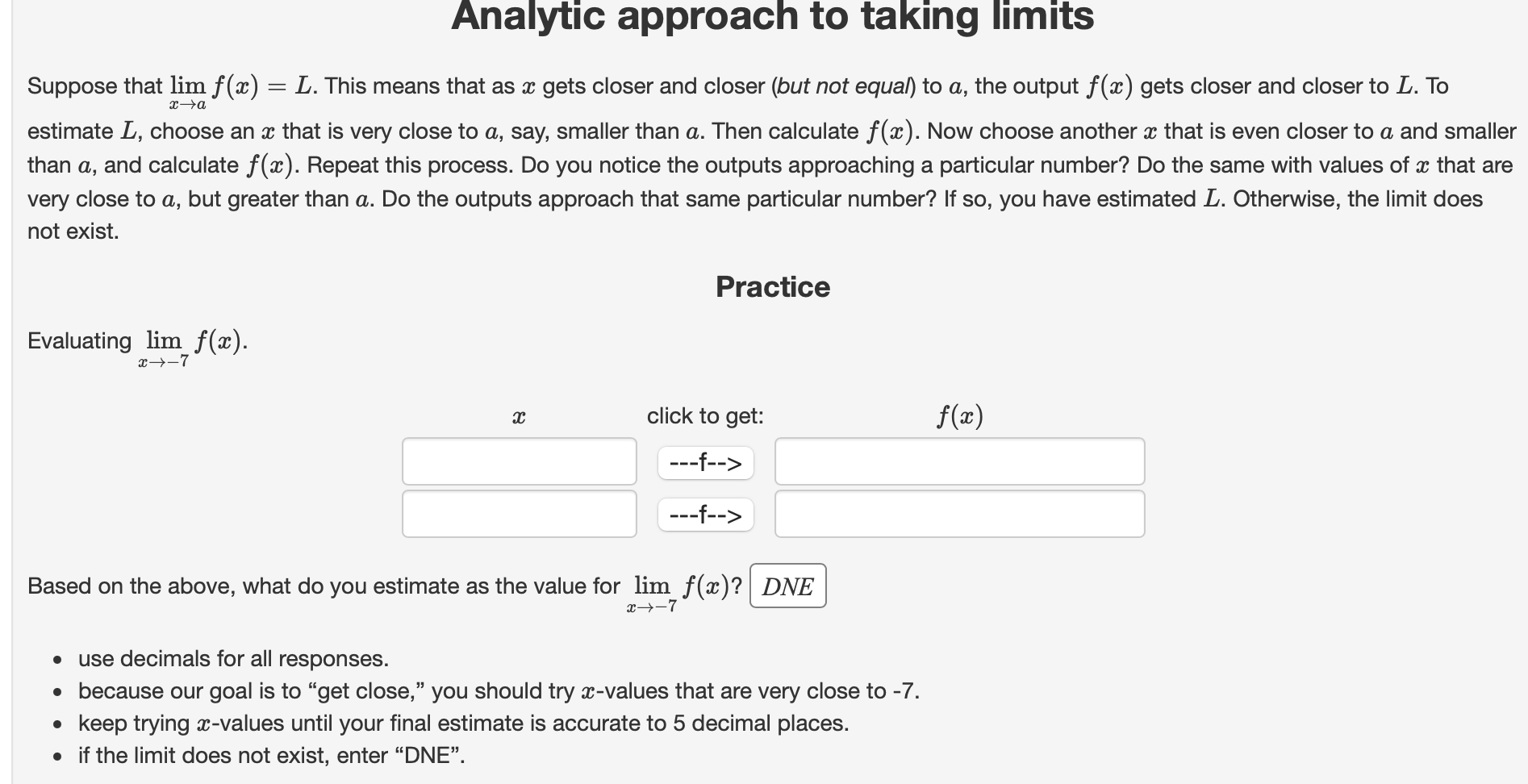 Solved Analytic approach to taking limits 2-a Suppose that | Chegg.com