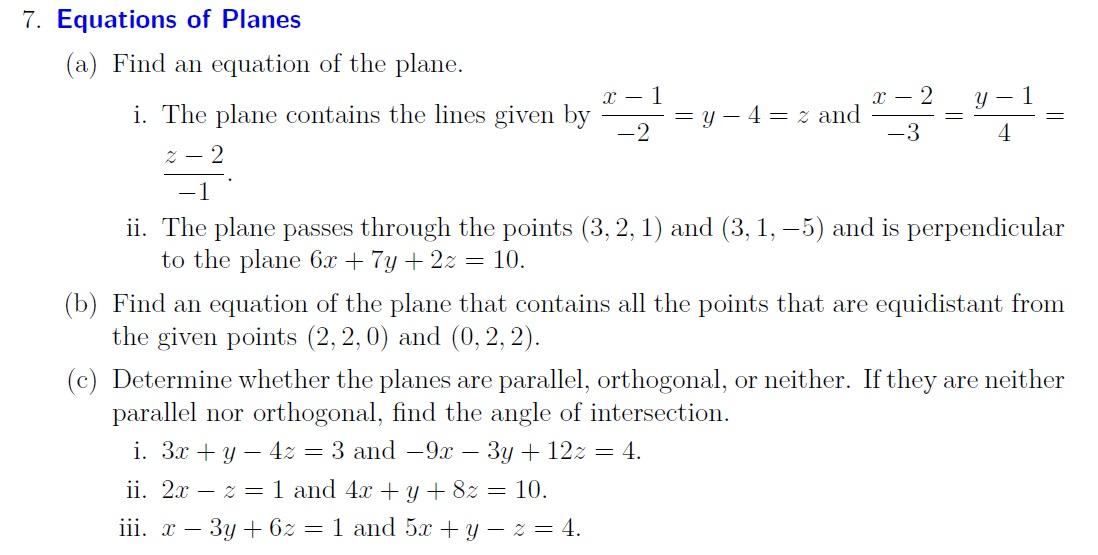 Solved Equations of Planes (a) Find an equation of the | Chegg.com