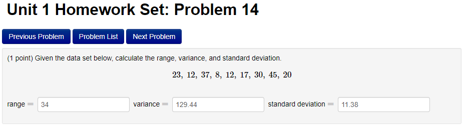 Solved Unit 1 Homework Set: Problem 14 (1 point) Given the | Chegg.com