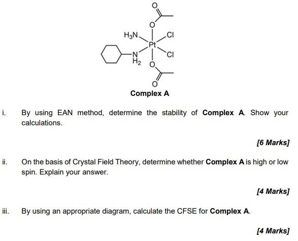 Solved H3N. Complex A i. By using EAN method, determine the | Chegg.com