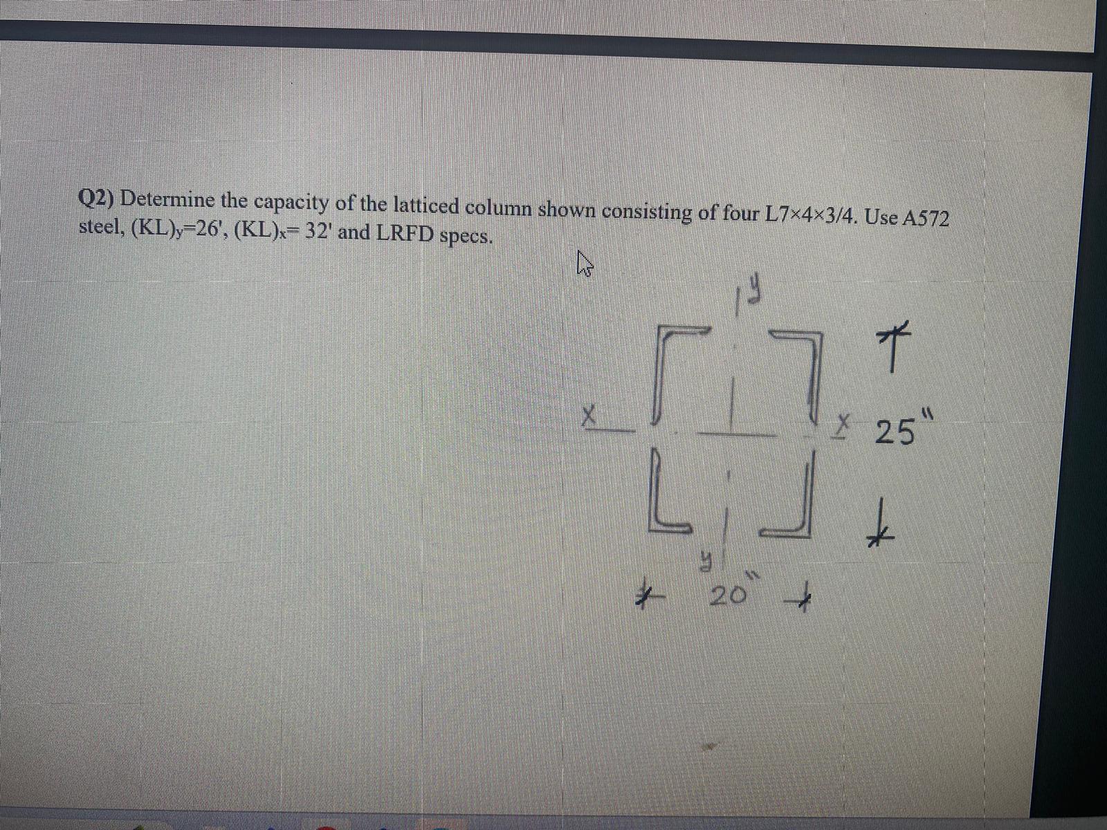 Solved Q2) Determine the capacity of the latticed column | Chegg.com