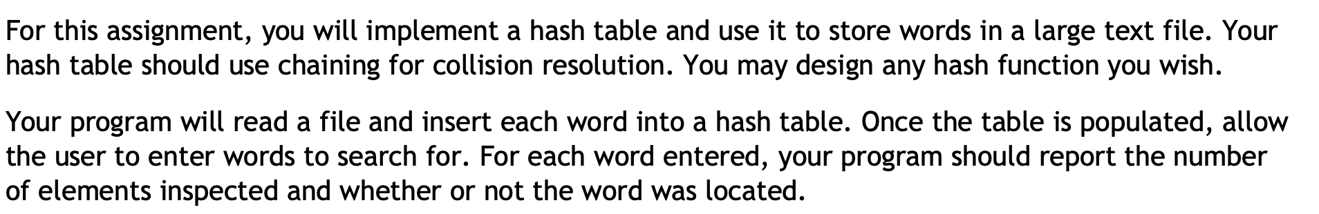 Solved For This Assignment You Will Implement A Hash Table 4310