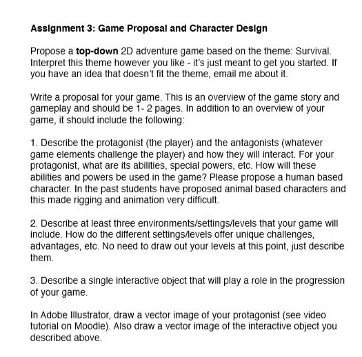 Solved Asslgnment 3: Game Proposal and Character Deslgn | Chegg.com