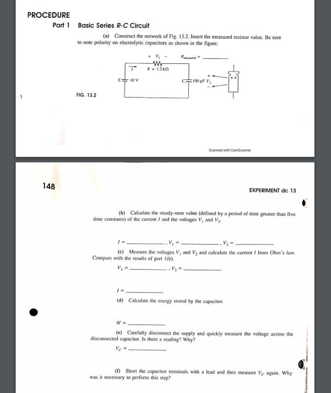 Solved PROCEDURE Part 1 Basic Series R-C Circuit (a) | Chegg.com