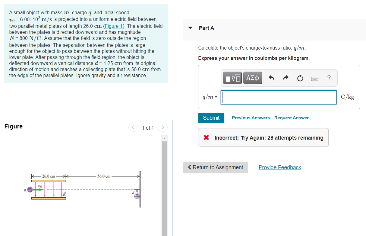 Solved Part A A small object with mass m, charge q, and | Chegg.com