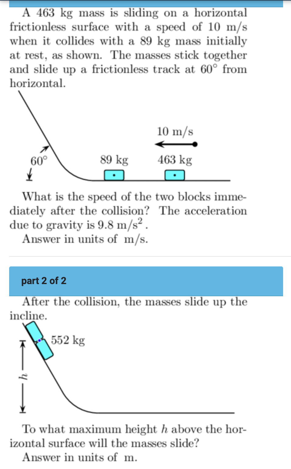 Solved A 463 kg mass is sliding on a horizontal frictionless | Chegg.com