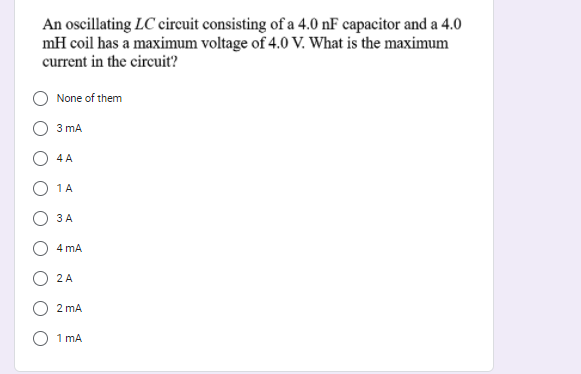 Solved An oscillating LC circuit consisting of a 4.0 nF | Chegg.com