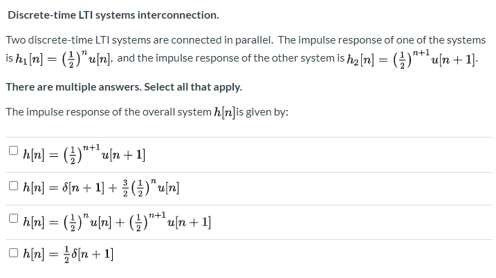 Solved Discrete-time LTI systems interconnection. Two | Chegg.com