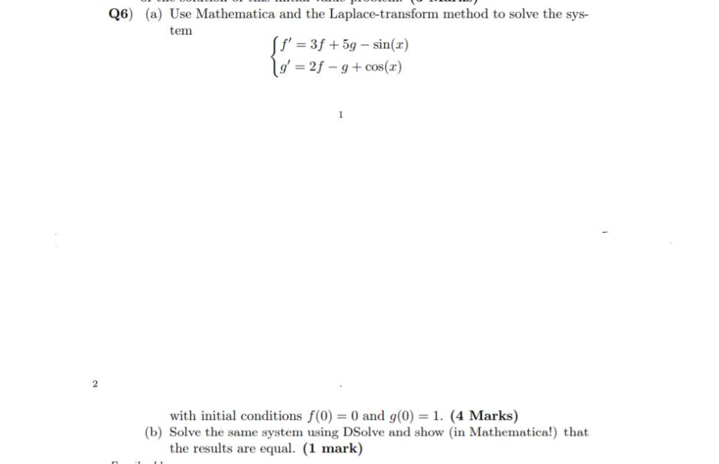 Q6) (a) Use Mathematica and the Laplace-transform | Chegg.com