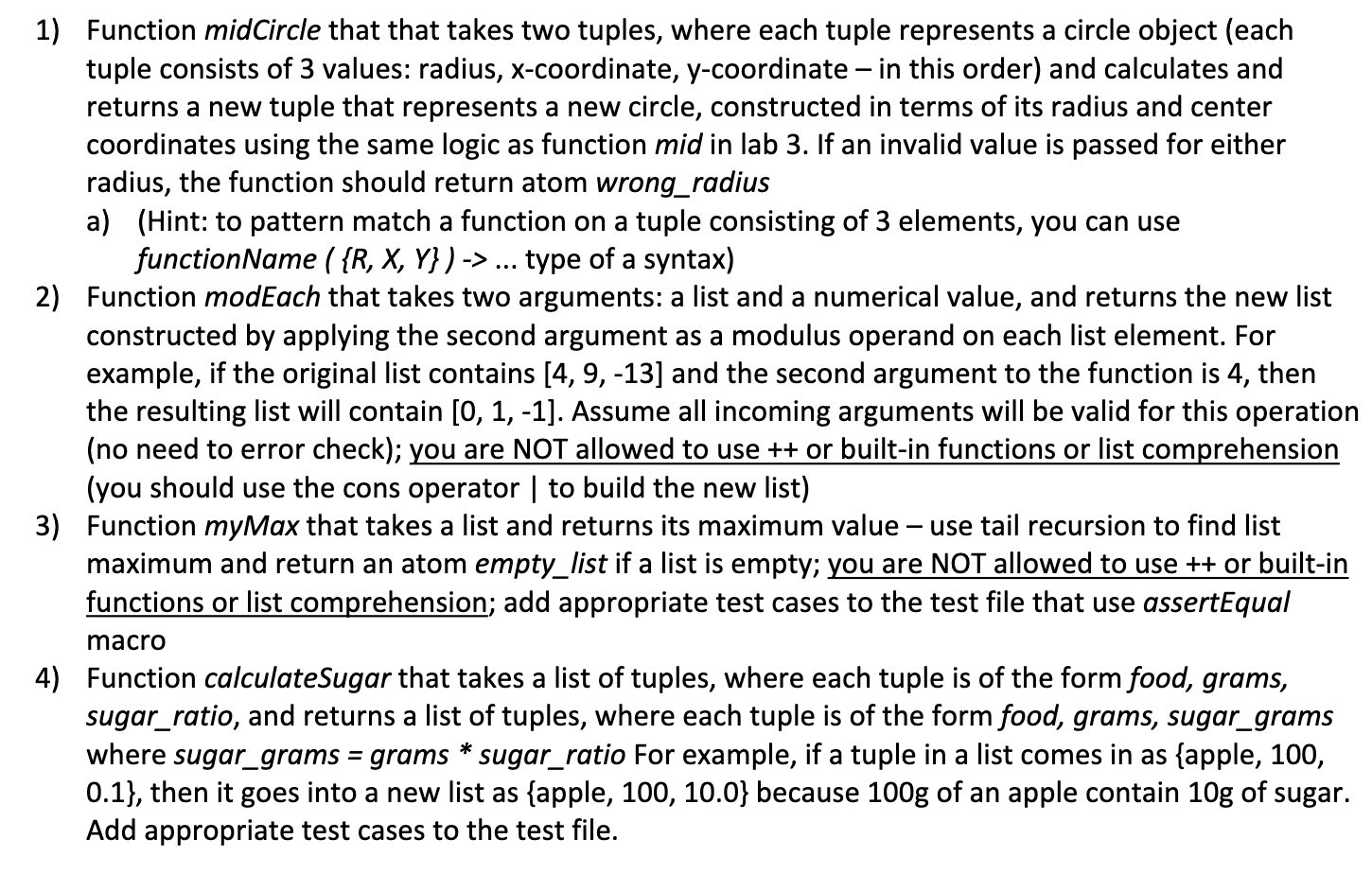Solved 1) Function midCircle that that takes two tuples, | Chegg.com