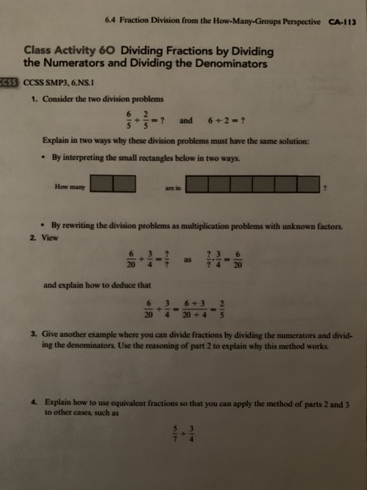 Solved 6.4 Fraction Division from the How-Many-Groups | Chegg.com