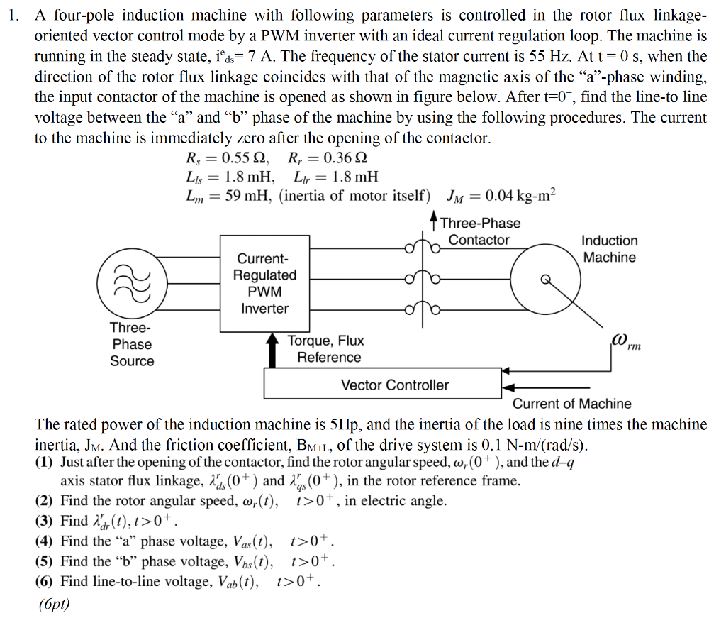 A four-pole induction machine with following | Chegg.com