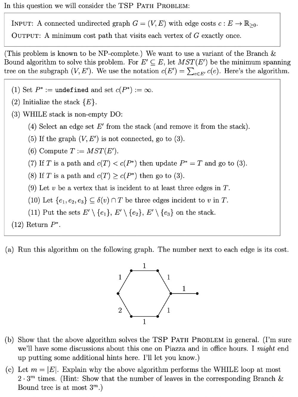 In this question we will consider the TSP PATH | Chegg.com