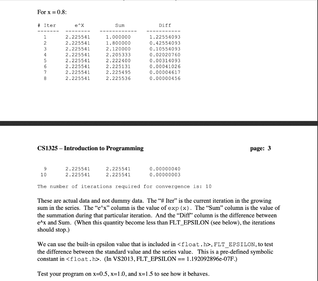 Problem #1 - Taylor Series Convergence (C Program) | Chegg.com