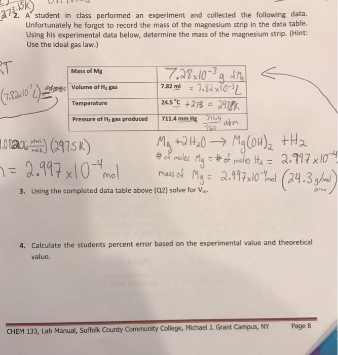 Solved 37%. A' student in class performed an experiment and | Chegg.com
