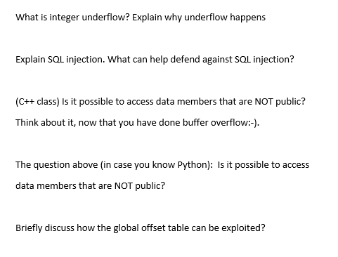 Solved What is integer underflow? Explain why underflow | Chegg.com