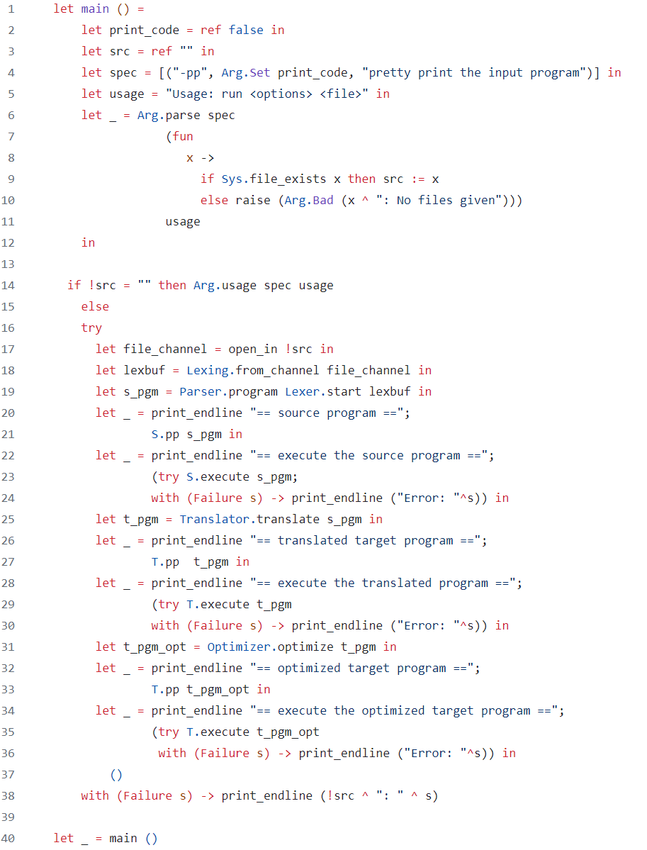 Solved Making translator.ml and optimizer.ml(from given | Chegg.com