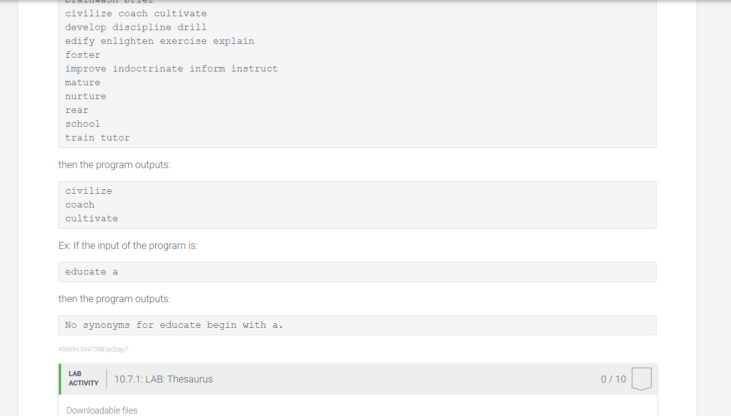 Solved 10./ LAB: I hesaurus Given a set of text files | Chegg.com