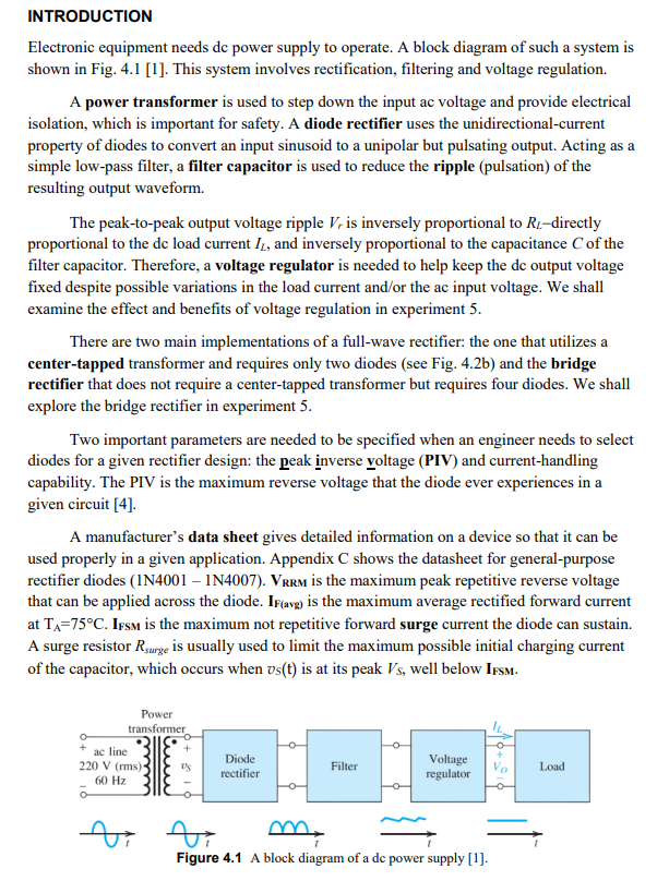 Solved EXPERIMENT 4 Rectifiers OBJECTIVES: To experimentally | Chegg.com