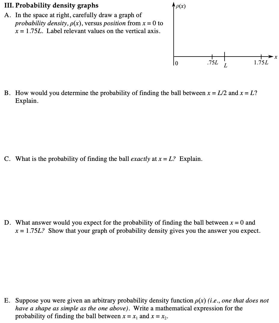 1P(x) III. Probability density graphs A. In the space | Chegg.com