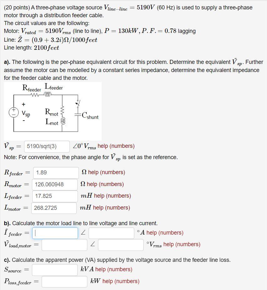 Solved (20 points) A three-phase voltage source Vline-line | Chegg.com