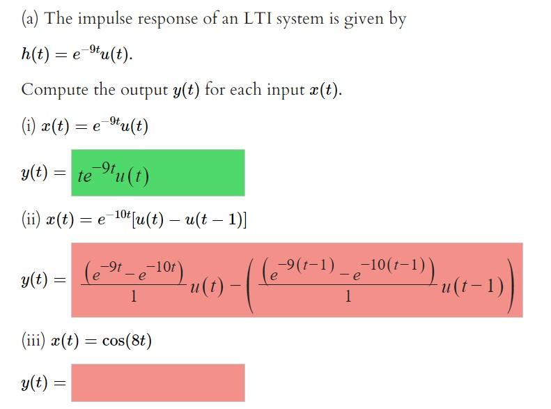 Solved (a) The impulse response of an LTI system is given by | Chegg.com