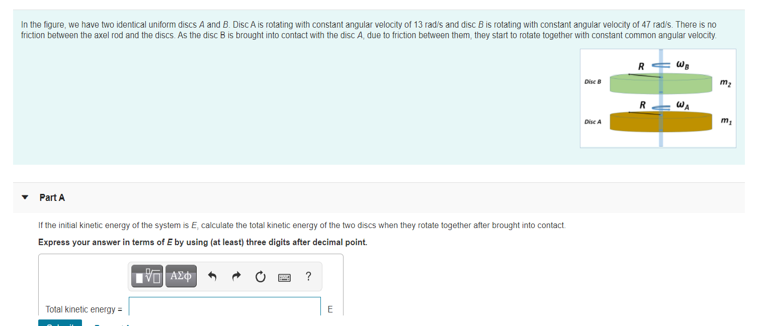 Solved In the figure, we have two identical uniform discs A | Chegg.com