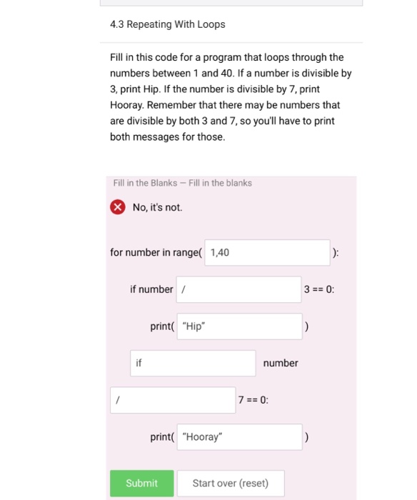 Solved 4.3 Repeating With Loops Fill in this code for a | Chegg.com