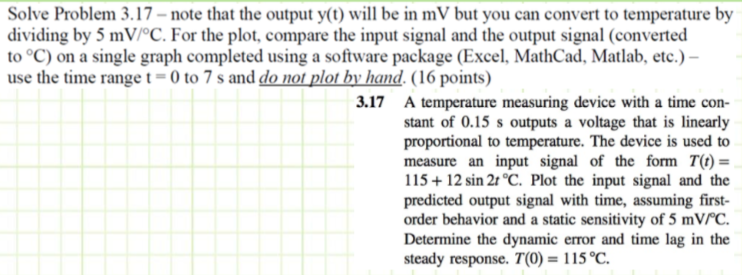 Solved Solve Problem 3.17 - note that the output y(t) will | Chegg.com