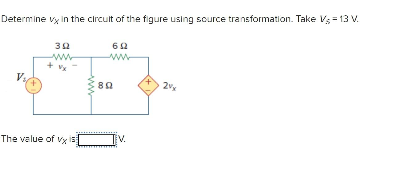 Solved Determine vx in the circuit of the figure using | Chegg.com