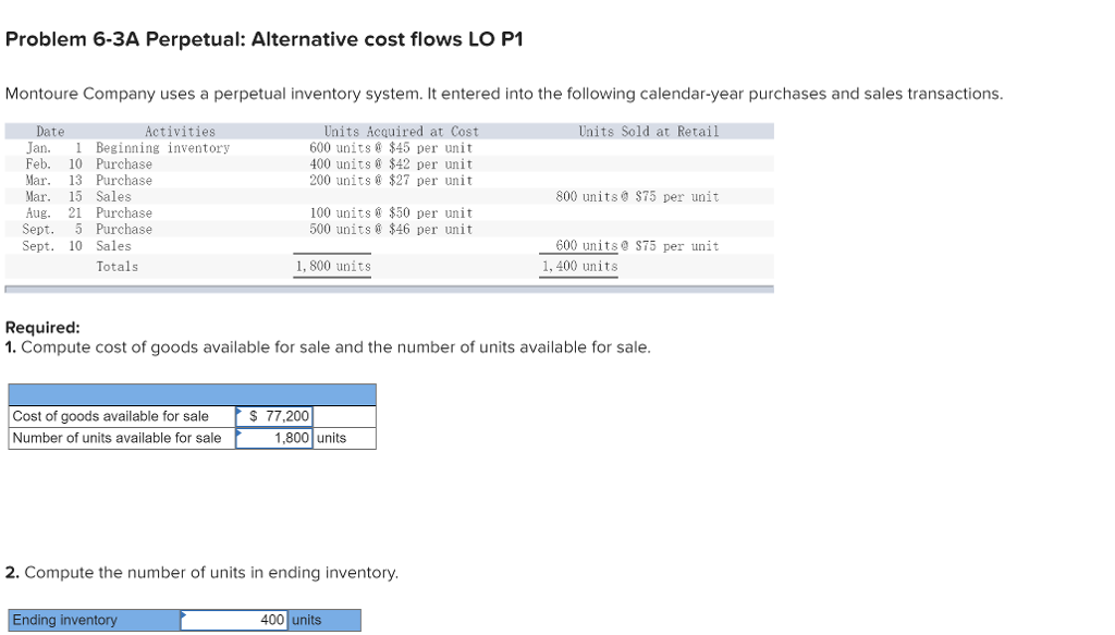 Solved Problem 6-3A Perpetual: Alternative cost flows LO P1 | Chegg.com