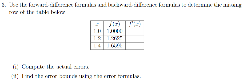 Solved 3. Use the forward-difference formulas and | Chegg.com