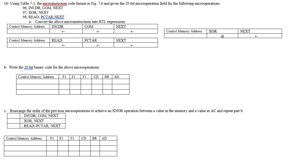 16- Using Table 7-1, the code format in Fig. 7.6 and | Chegg.com