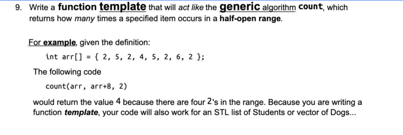 Solved Write a function template that will act like the | Chegg.com