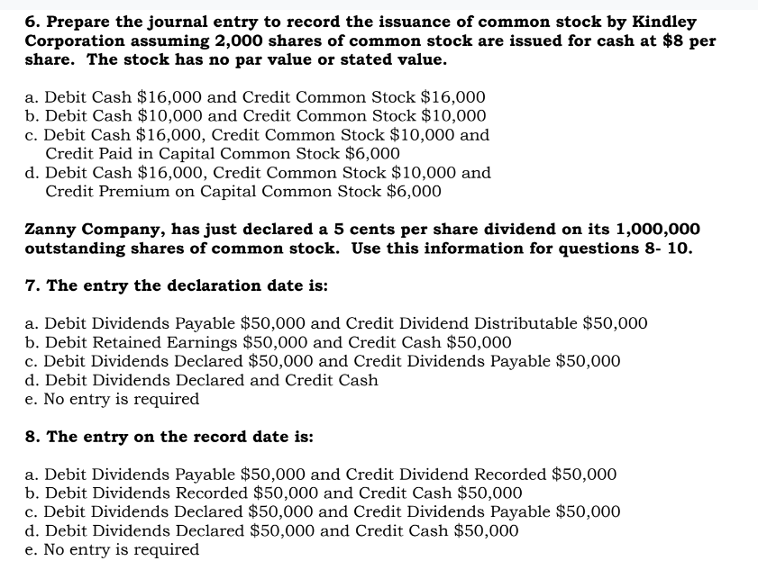 Solved 6. Prepare the journal entry to record the issuance | Chegg.com