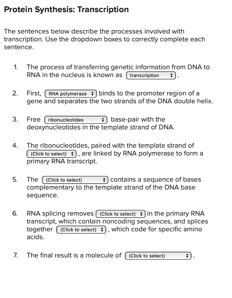 Solved The sentences below describe the processes involved | Chegg.com