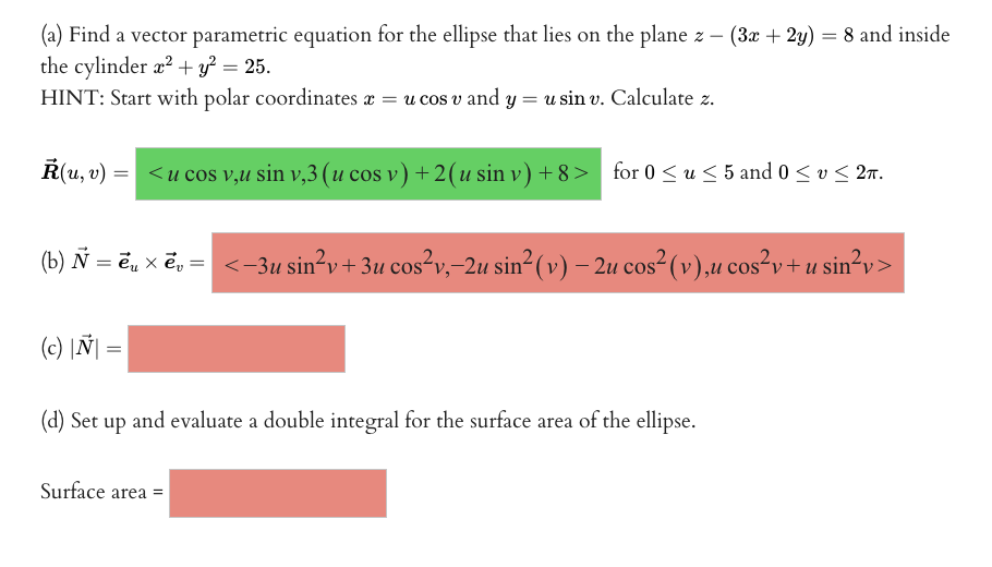 Solved (a) Find a vector parametric equation for the ellipse | Chegg.com