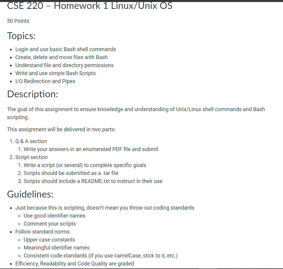 Solved CSE 220 Homework 1 Linux Unix OS 50 Points Topics Chegg