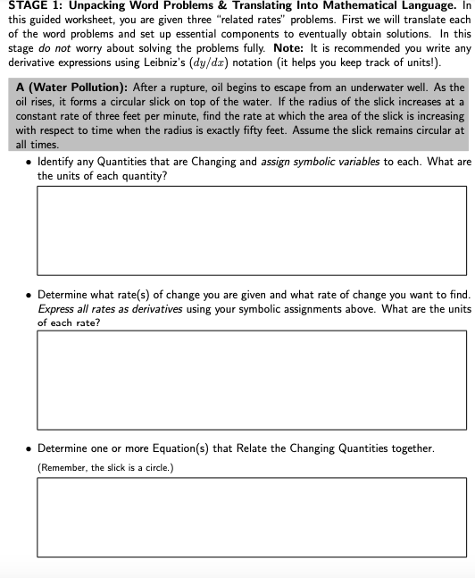 Solved STAGE 1: Unpacking Word Problems & Translating Into | Chegg.com