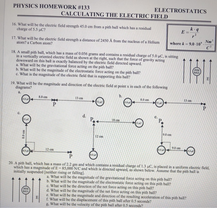 Solved PHYSICS HOMEWORK #133 ELECTROSTATICS CALCULATING THE | Chegg.com