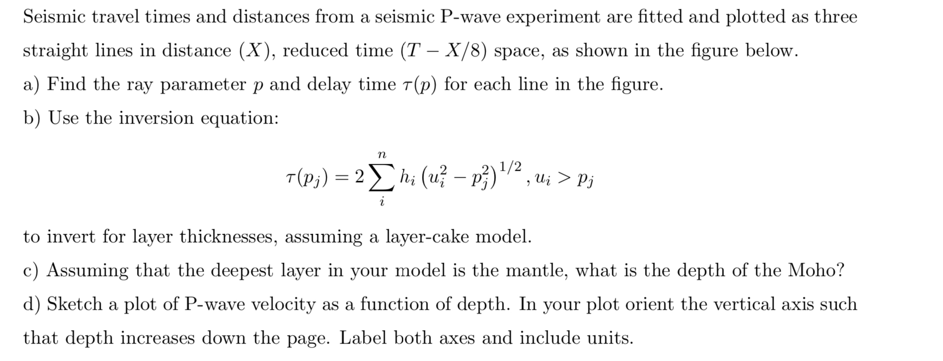 Solved Seismic travel times and distances from a seismic | Chegg.com