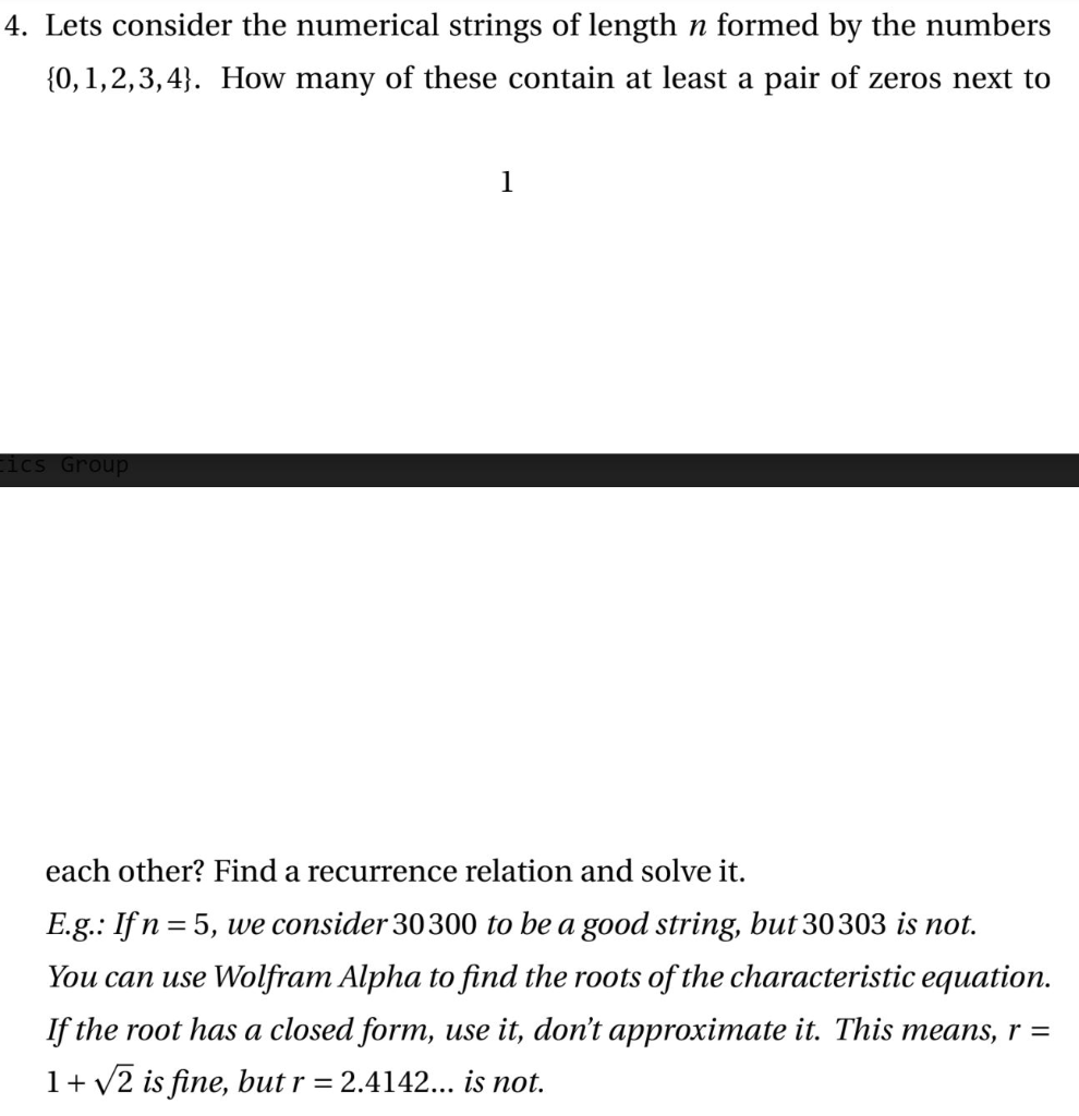 4. Lets consider the numerical strings of length n | Chegg.com