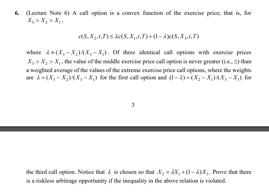 6. (Lecture Note 6) A call option is a convex | Chegg.com