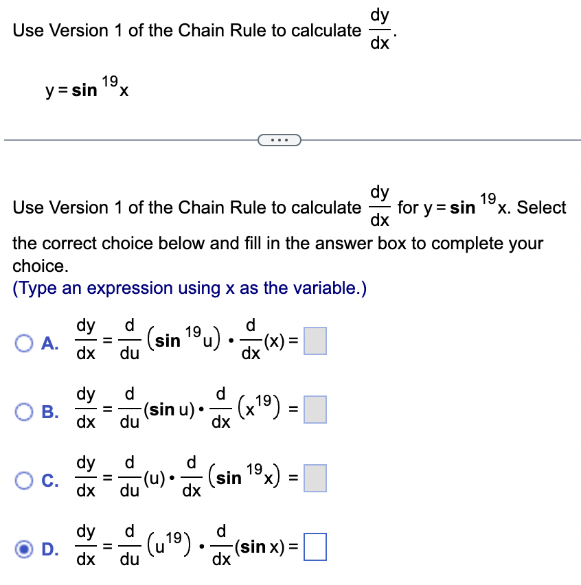 Solved Use Version 1 of the Chain Rule to calculate dxdy. | Chegg.com