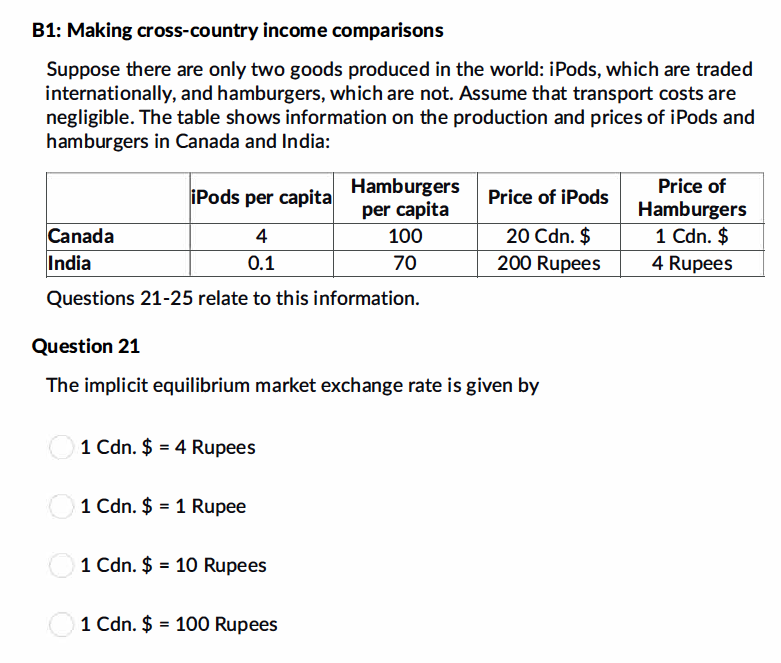 B1: Making cross-country income comparisons Suppose | Chegg.com