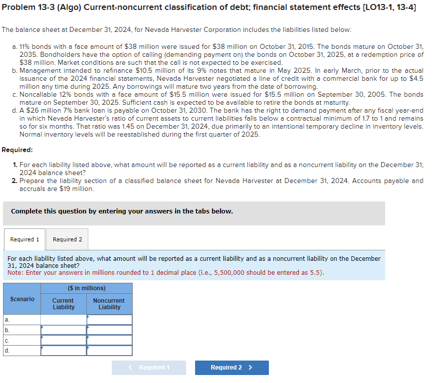 Solved Problem 13-3 (Algo) Current-noncurrent classification | Chegg.com