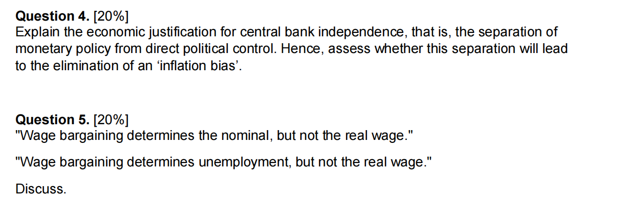 Solved Question 4. [20%] Explain the economic justification | Chegg.com