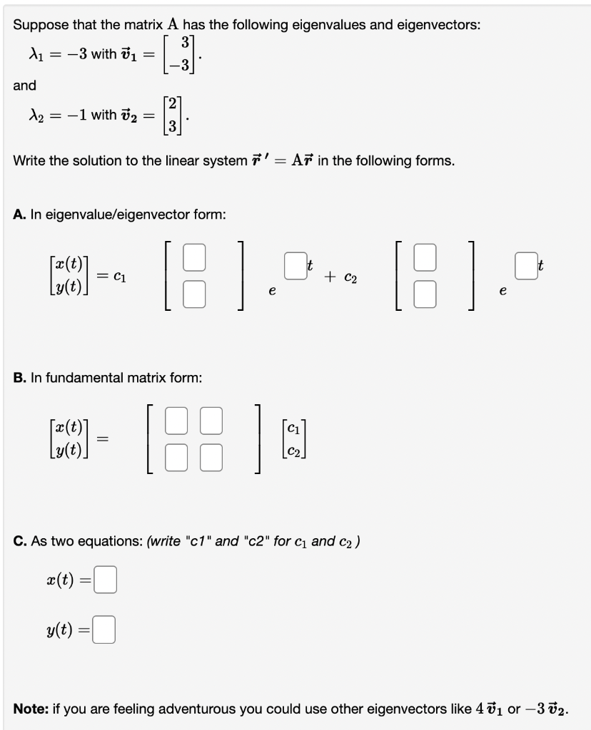 Solved λ1=−3 with v1=[3−3] and λ2=−1 with v2=[23]. Write | Chegg.com
