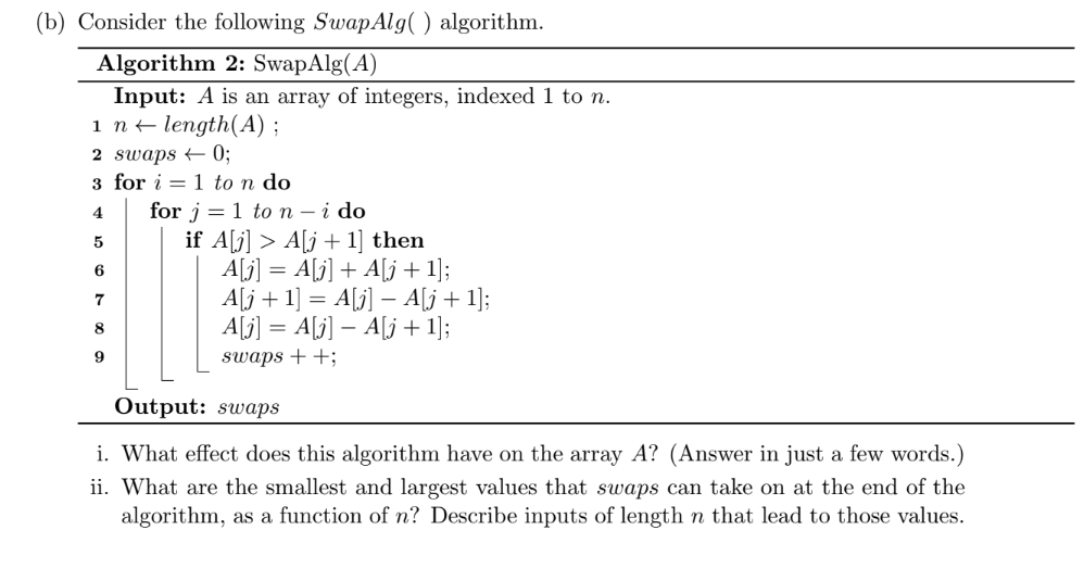Solved i. What effect does this algorithm have on the array | Chegg.com