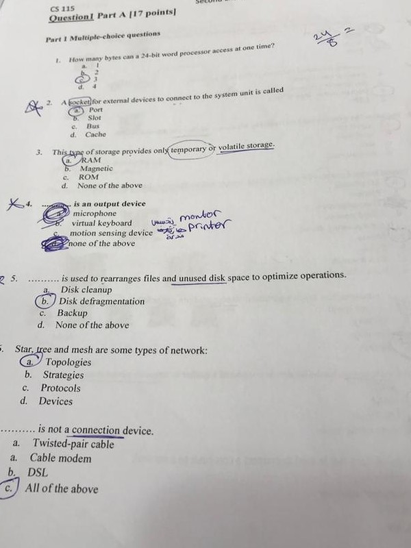 Solved CS 115 Questionl Part A 117 points Part I | Chegg.com